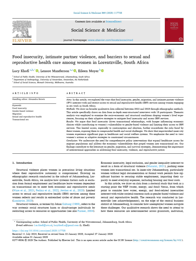 Food Insecurity Intimate Partner Violence and Barriers To 2025 Social ...