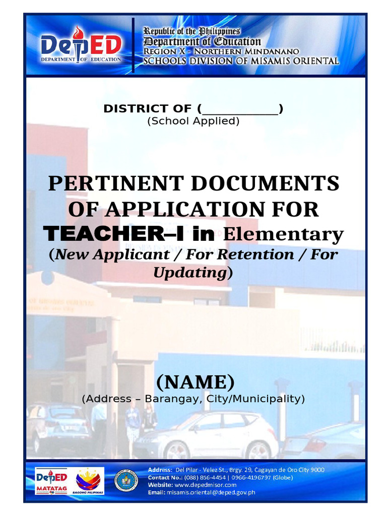 Cover Page - Application For Teacher-I (Elementary) | PDF
