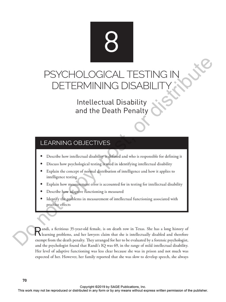 Chapter 8 Psychological Testing in Determining Disability | PDF ...