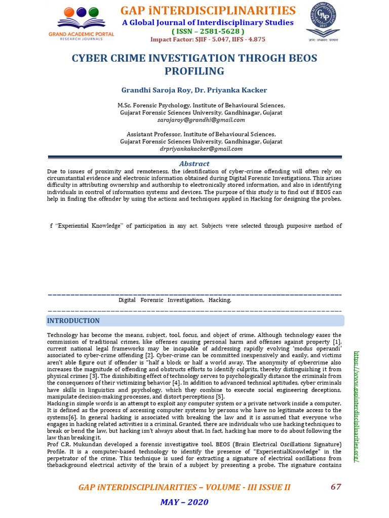 beos and cyber crime investigation | PDF | Cybercrime | Student's T Test