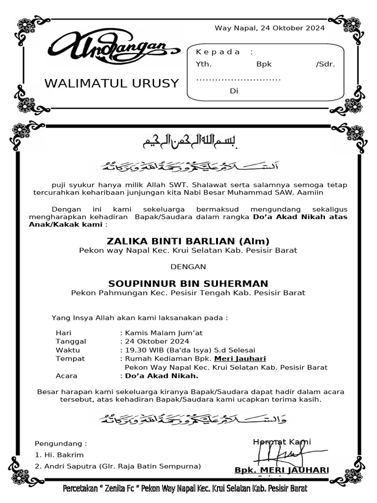 UNDANGAN syukuran engki | PDF