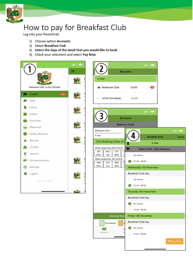 How to Pay for Breakfast Club Online | PDF