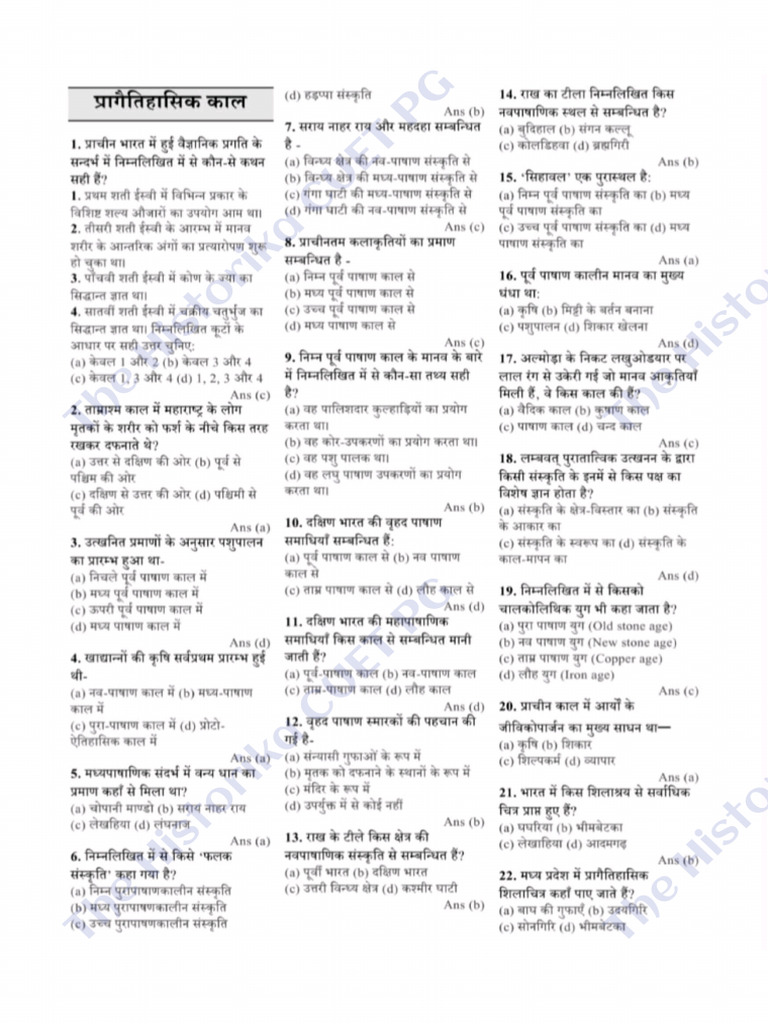 MCQS Hindi History | PDF