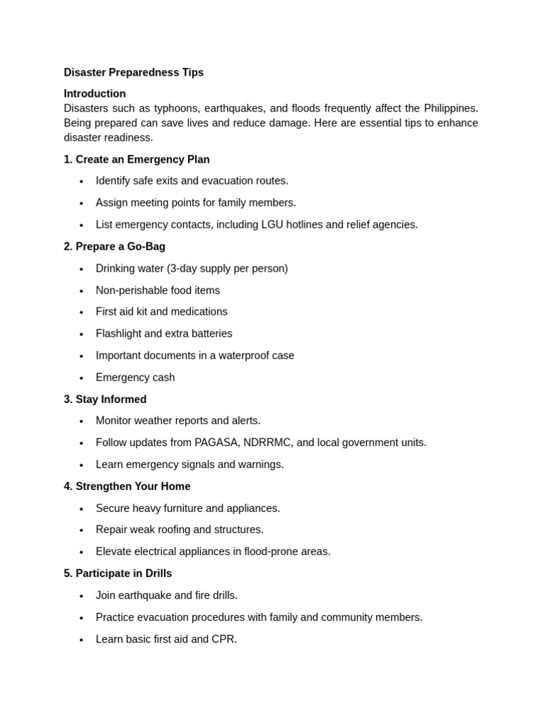 Disaster Preparedness Tips | PDF