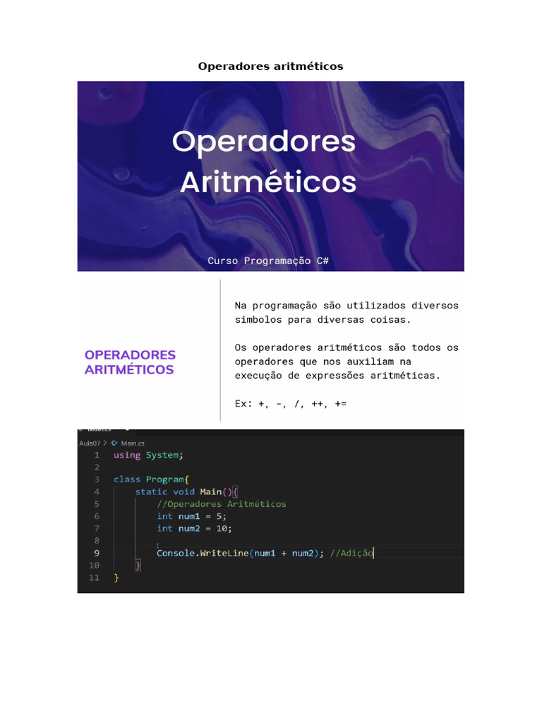Operadores Aritméticos-7 | PDF