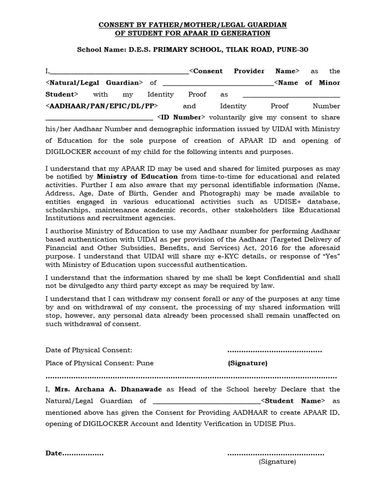 Consent Form APAAR Modified Approved | PDF | Justice | Crime & Violence