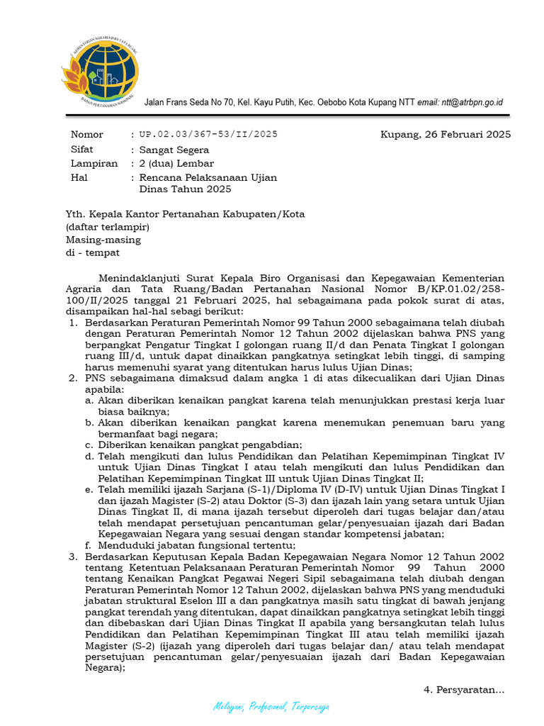 Ujian Dinas Tahun 2025 Tte Fix | PDF