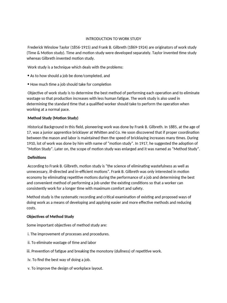 Work Study and Measurement | PDF