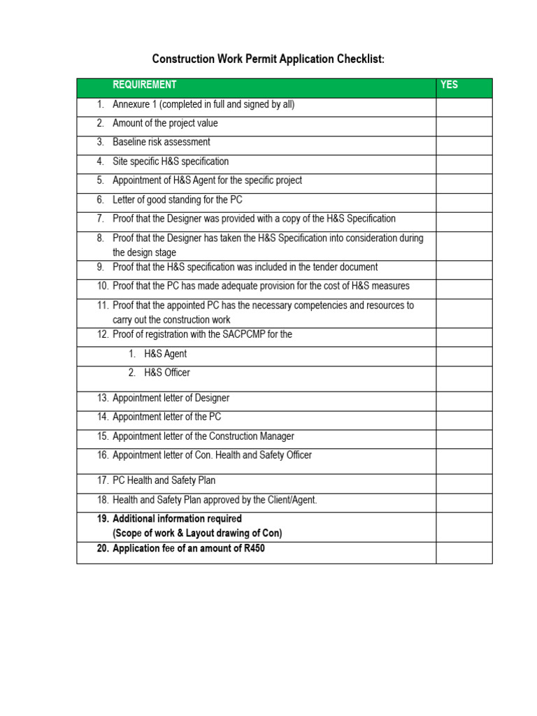 Permit Checklist For Construction | PDF