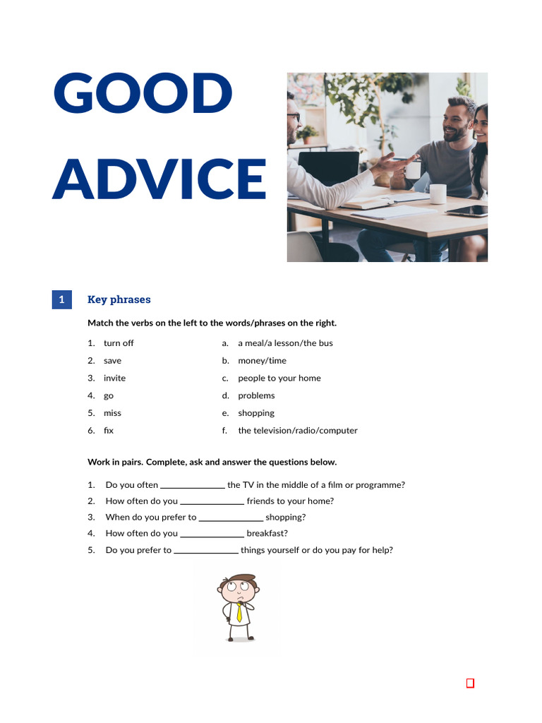 Giving Advice Worksheet | PDF
