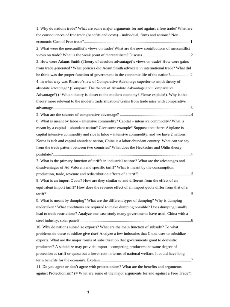 TỰ LUẬN ck KTQT | PDF | Free Trade | Subsidy