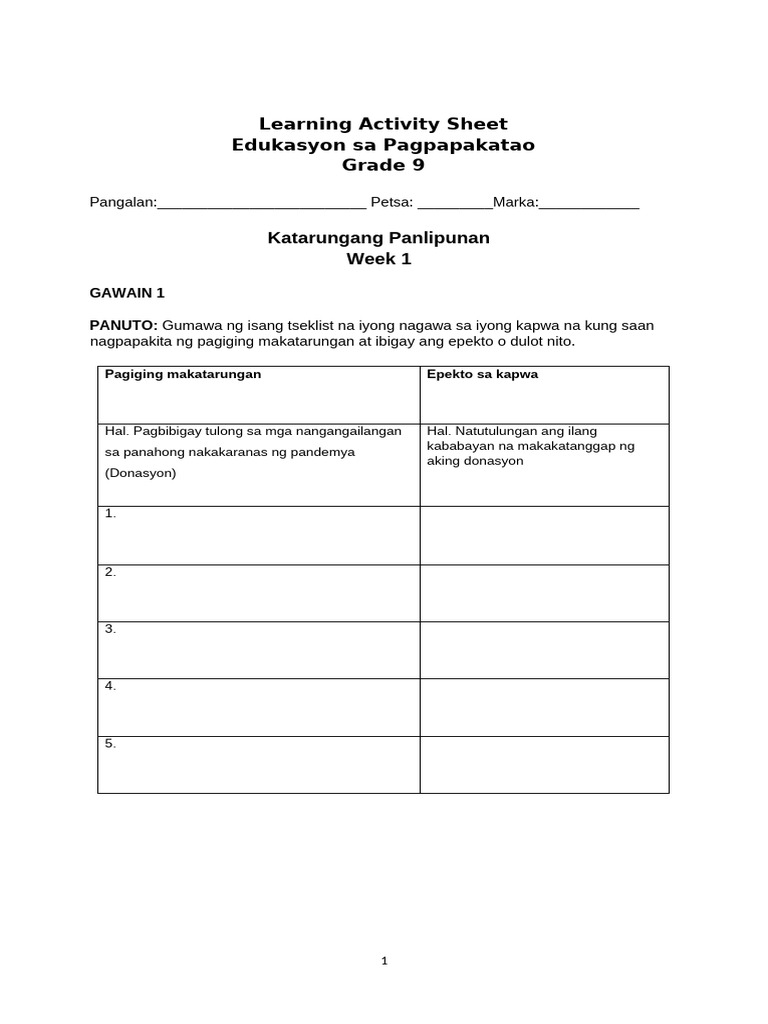 ESP-9-Q3-W1-LAS | PDF