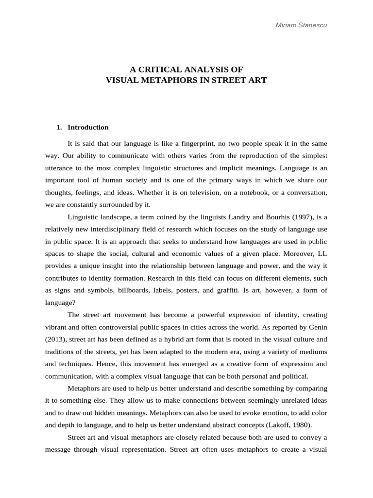 A Critical Analysis of Visual Metaphors in Street Art | PDF | Metaphor ...