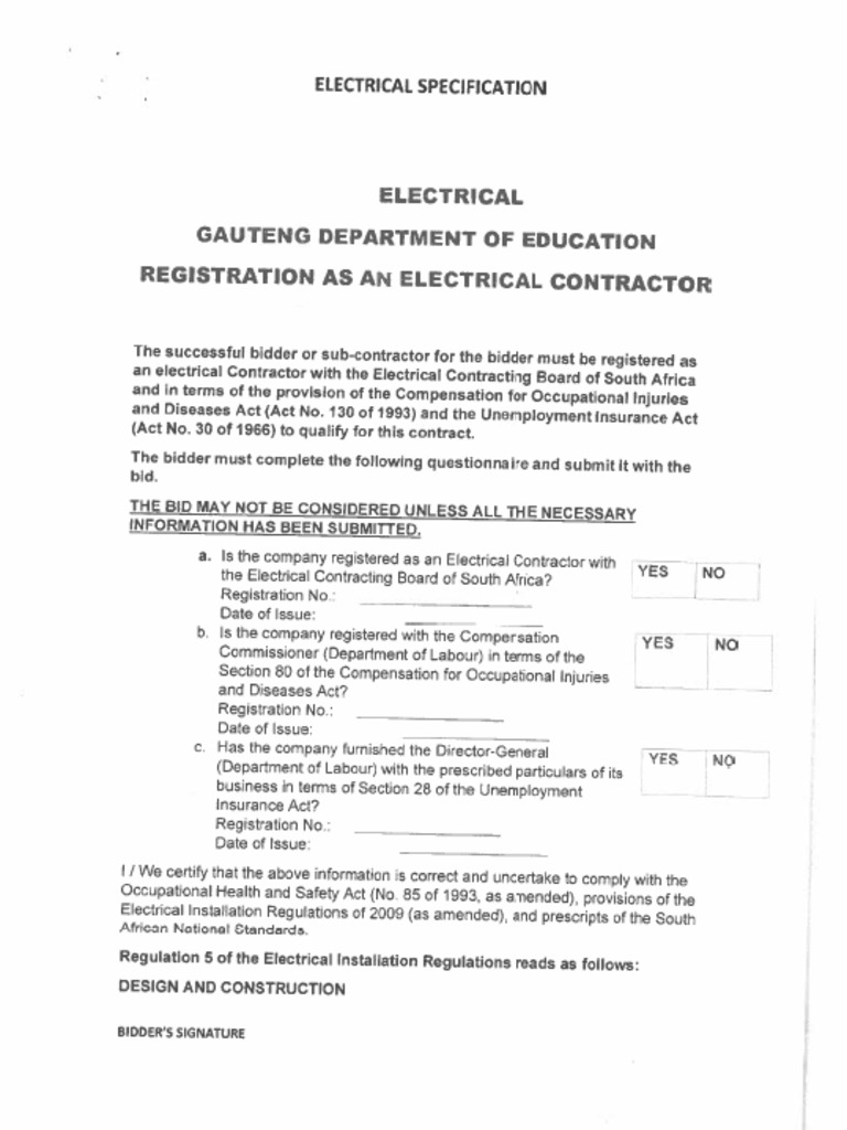 ELECTRICAL SPECIFICATION | PDF