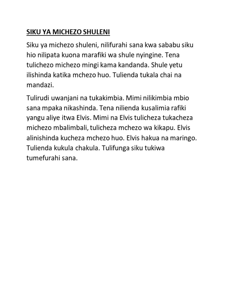 Siku Ya Michezo Shuleni | PDF