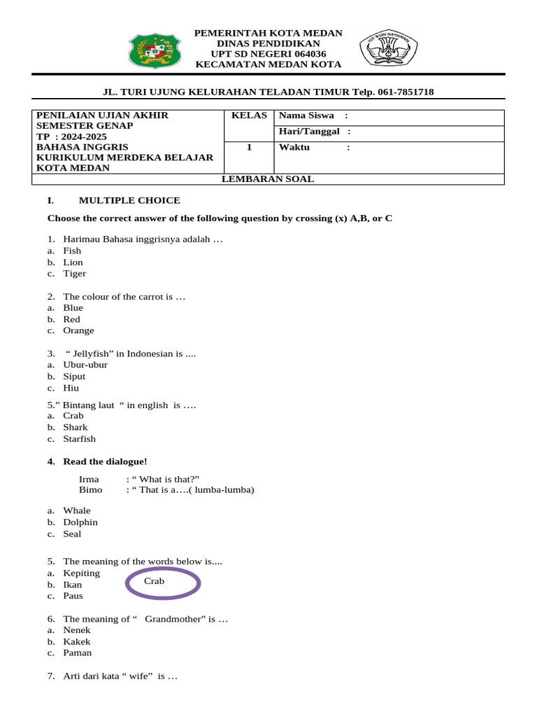 Uts Kls 1 2024-2025 | PDF