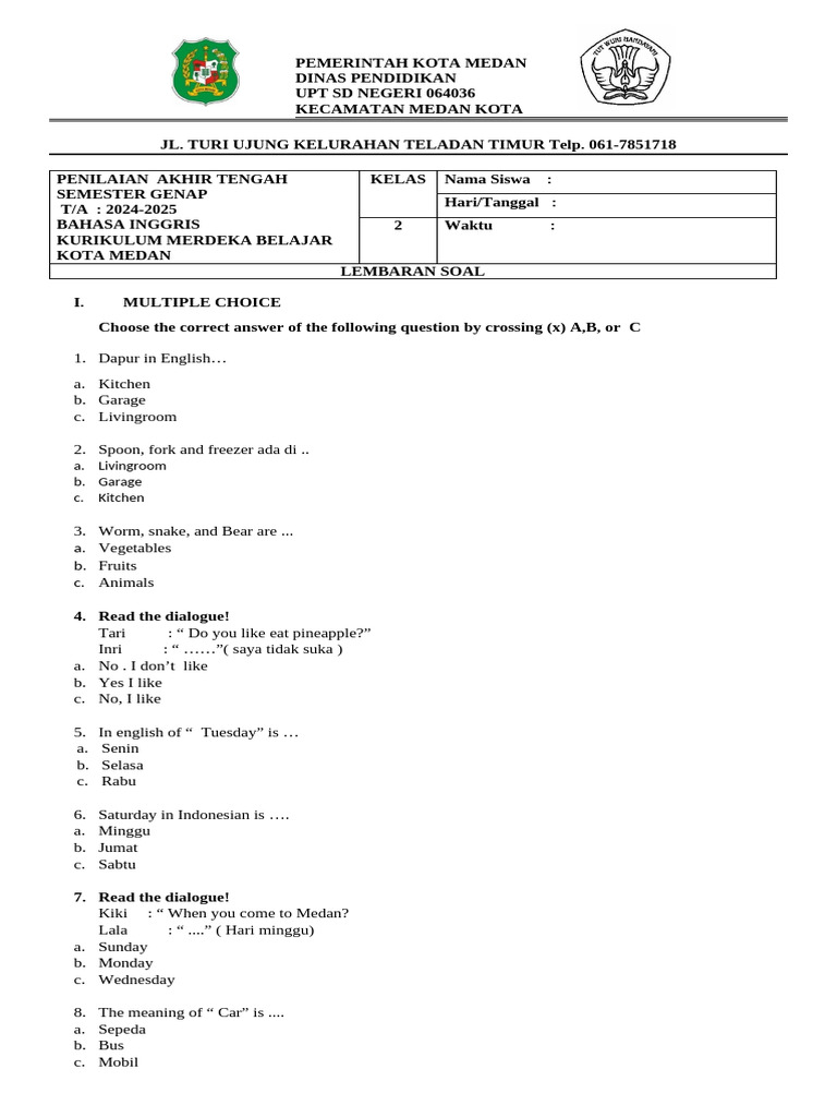 Uts kls 2 2024-2025(2) | PDF