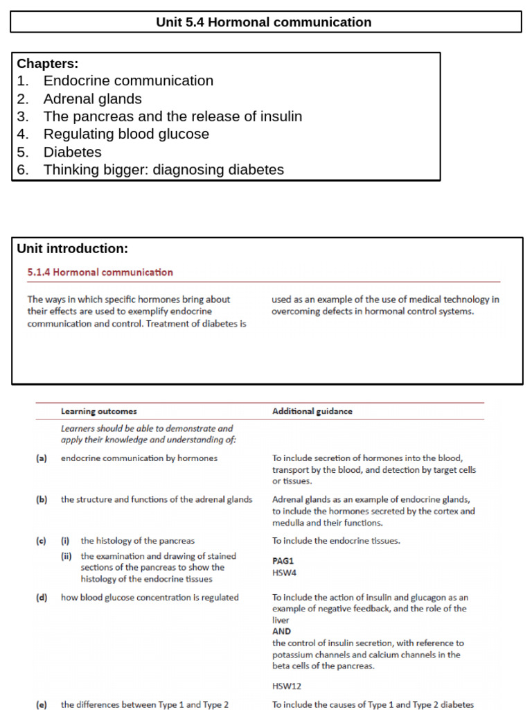 Unit 5.4 Prep Work OCR Hormonal Communication | PDF