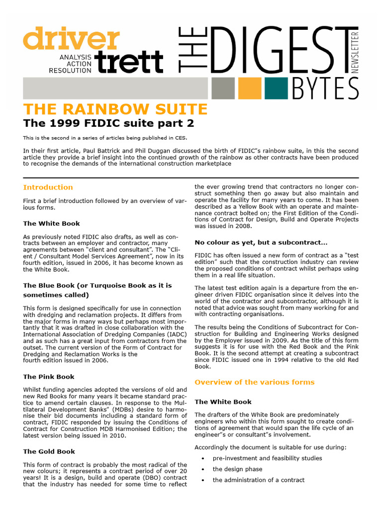 Overview of FIDIC's Rainbow Suite | PDF | Subcontractor | Employment