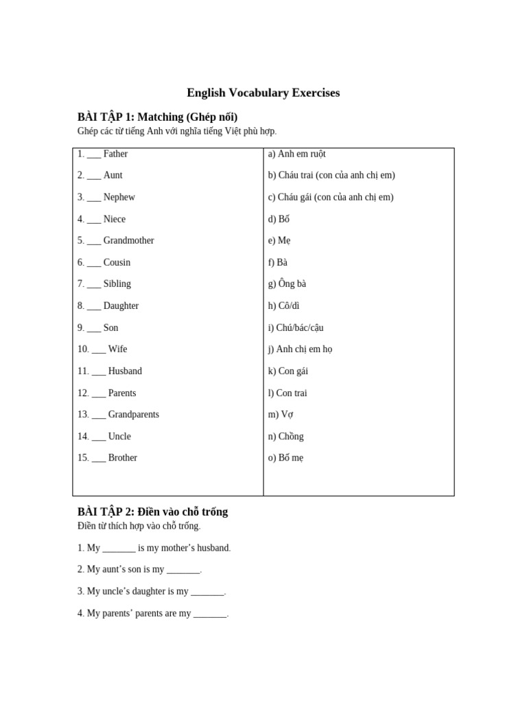 English Vocabulary Exercises | PDF