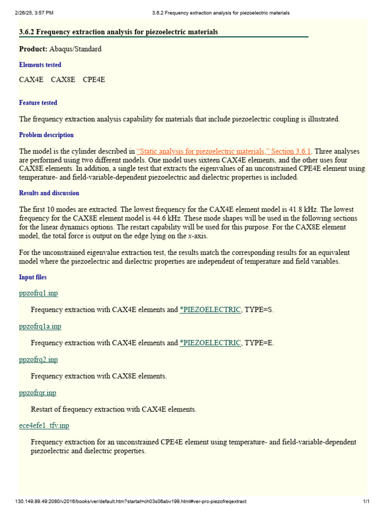 Abaqus Verification Guide (2016) - Freq Extract | PDF