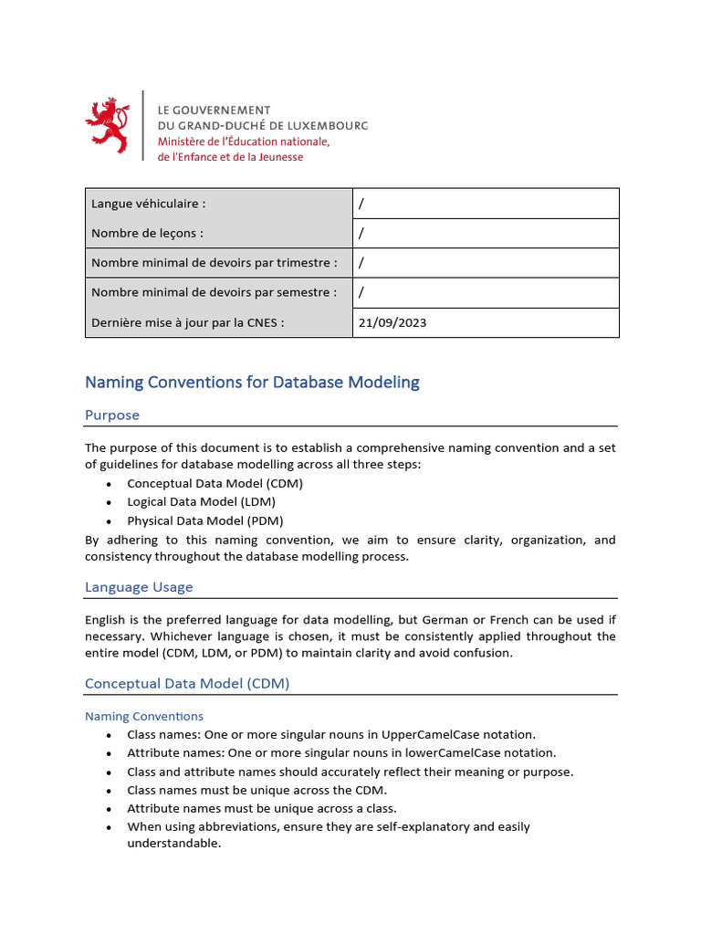 Database Modeling Naming Conventions | PDF | Parameter (Computer ...