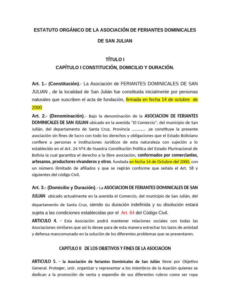Estatuto, Reglamento | PDF | Bolivia | Regulación