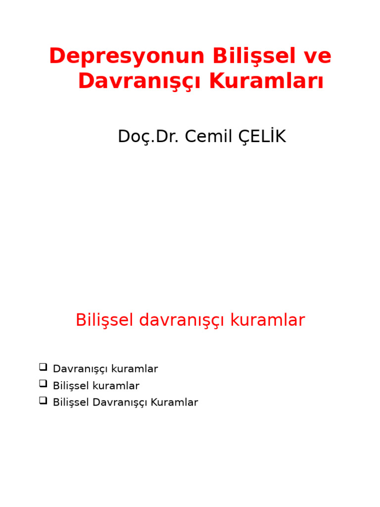 1_Depresyon Ve Kuramlar | PDF