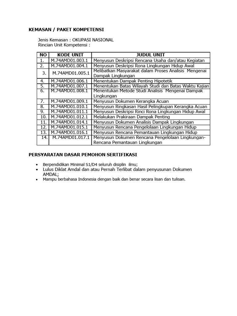 Unit Kompetensi Atpa | PDF