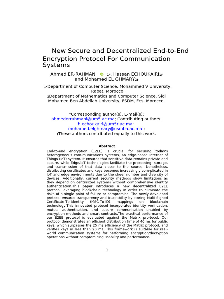 New Secure and Decentralized End To End Encryption Protocol | PDF | Public Key Cryptography ...
