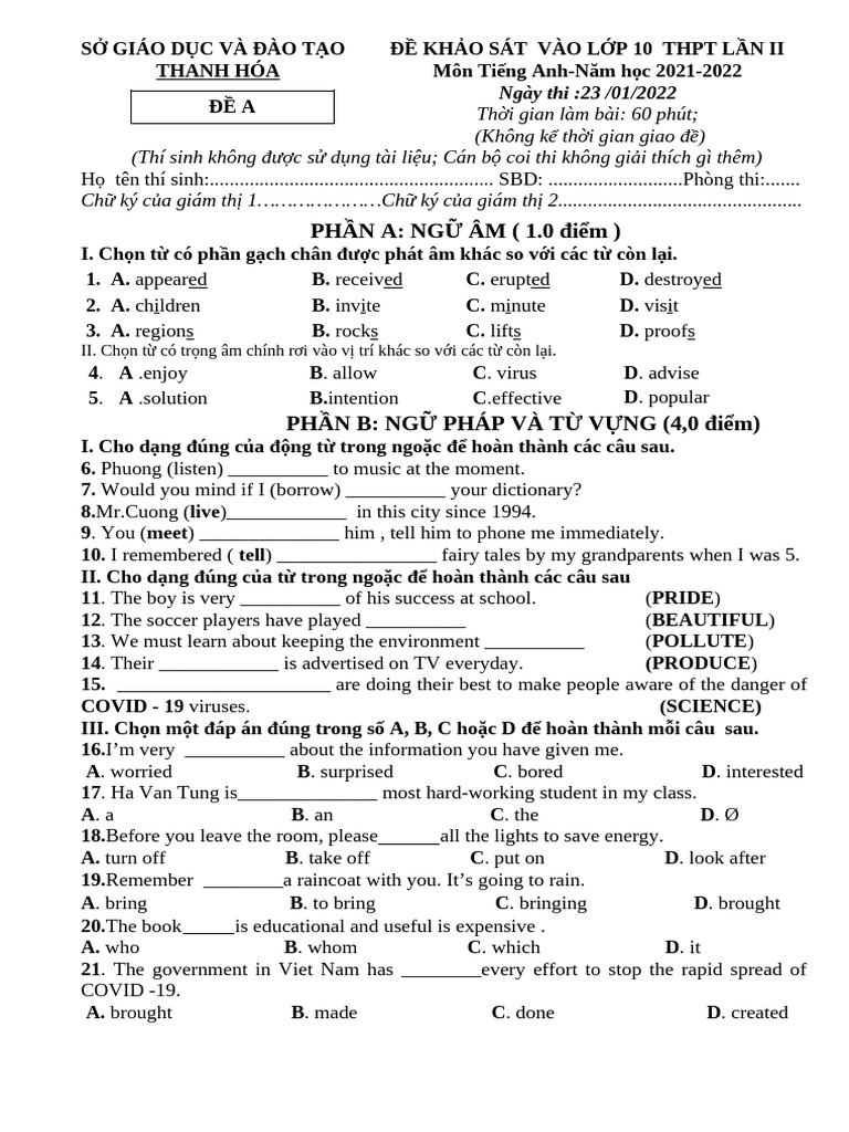 De Thi Thu Lan 1 | PDF | Extraterrestrial Life | Milky Way