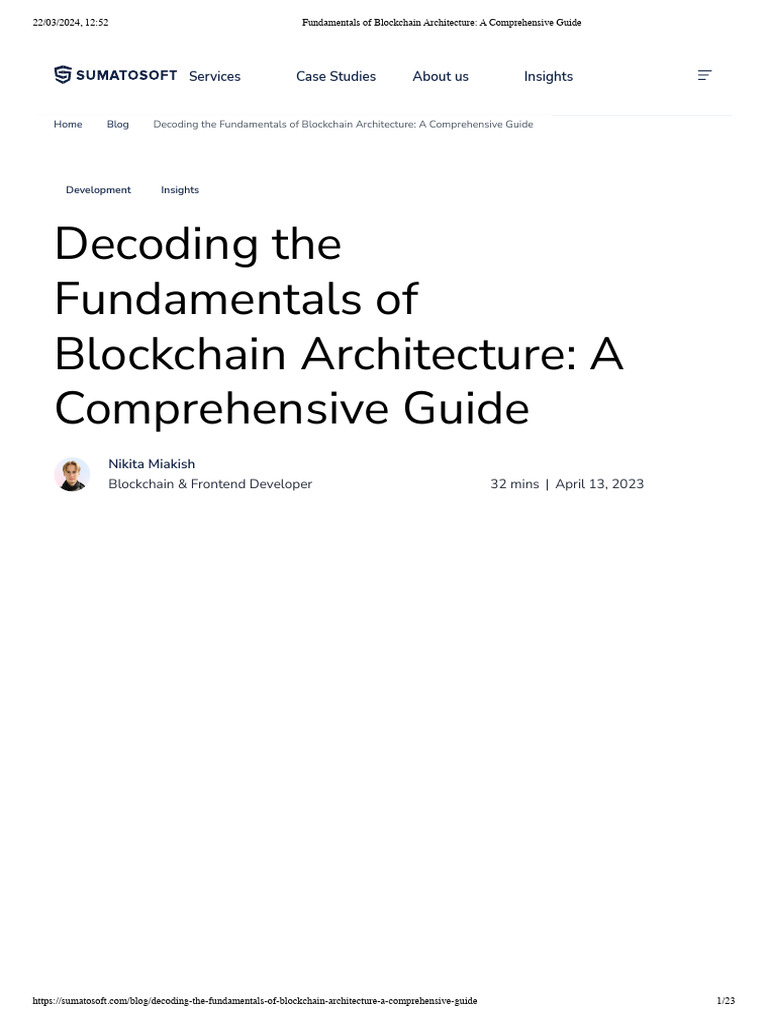 Fundamentals of Blockchain Architecture - A Comprehensive Guide | PDF | Bitcoin | Computer Network