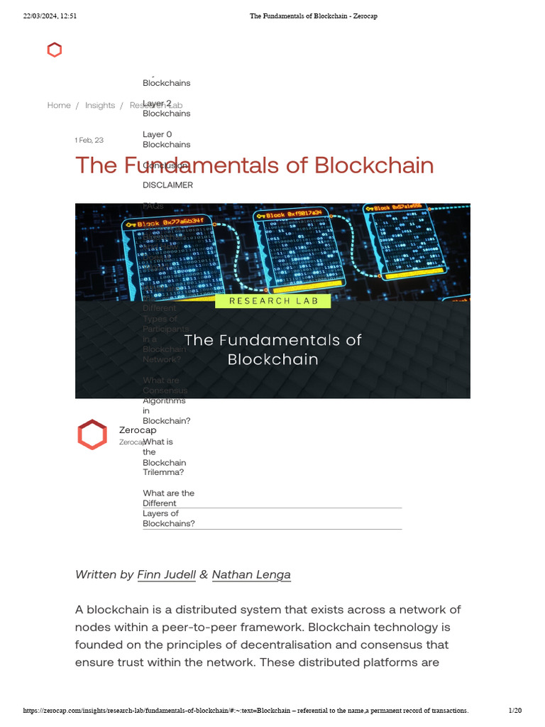 The Fundamentals of Blockchain - Zerocap | PDF | Cryptocurrency | Bitcoin