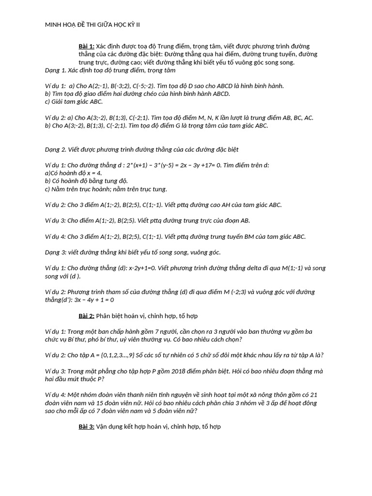 Đề minh hoạ toán gk2 | PDF