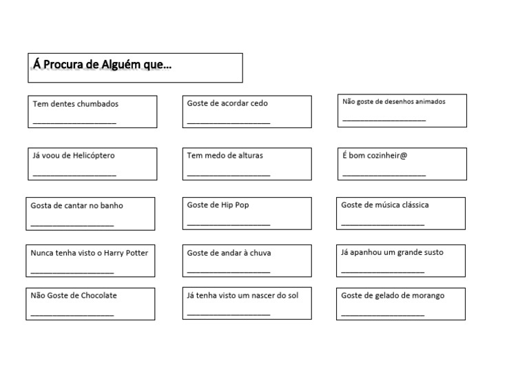 Dinâmica de Grupo - Alguém Que... - 2 | PDF