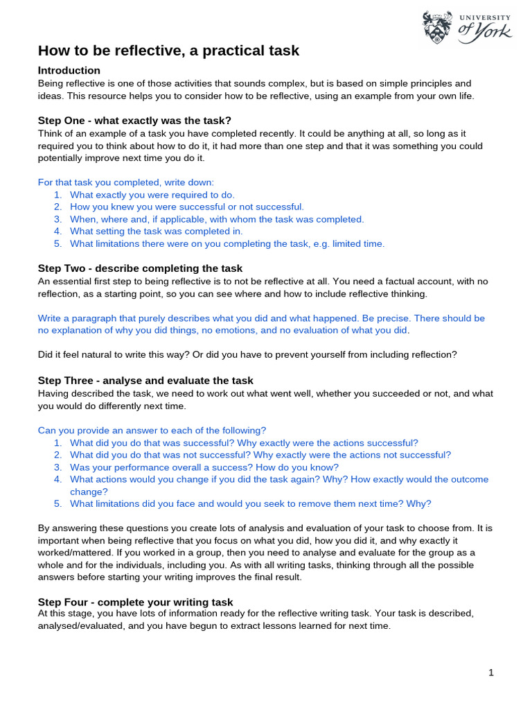 Practical Guide to Reflective Writing | PDF | Human Communication ...