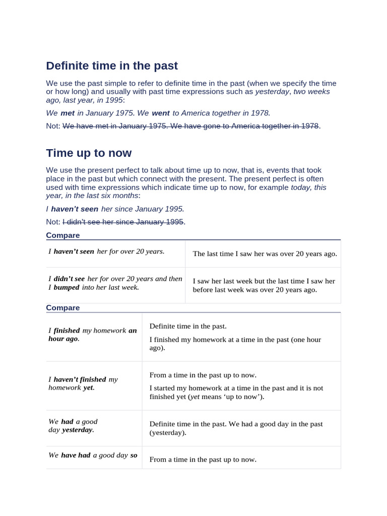 Presnt Perfect VS Simple Past | PDF