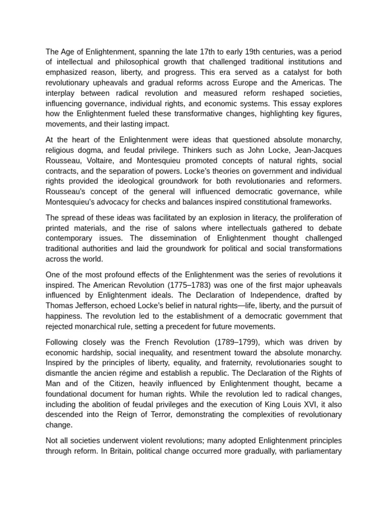 Revolution and Reform in The Age of Enlightenment | PDF | Age Of ...