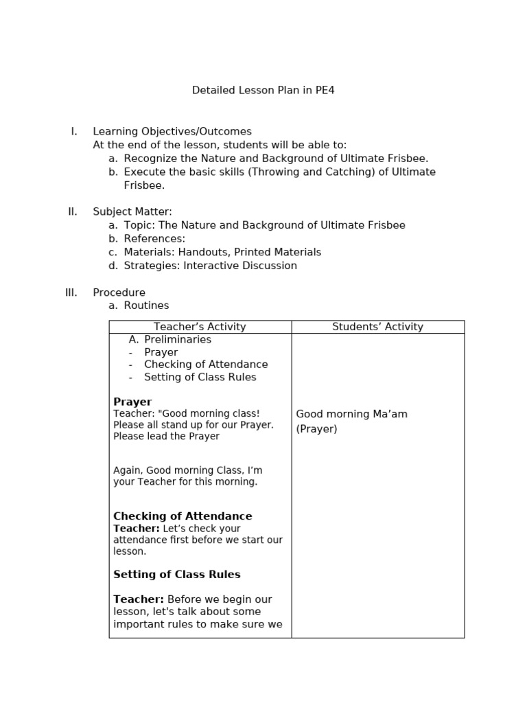 Ultimate Frisbee Lesson Plan Overview | PDF | Sports