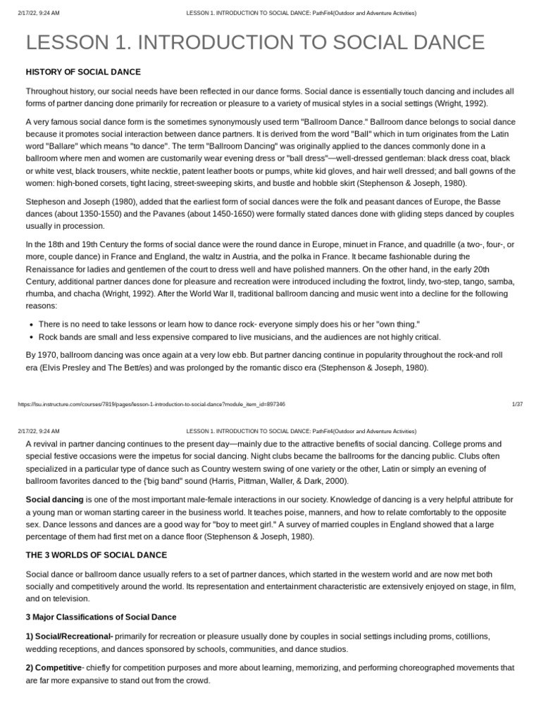 Introduction to Social Dance History | PDF | Ballroom Dance | Dances