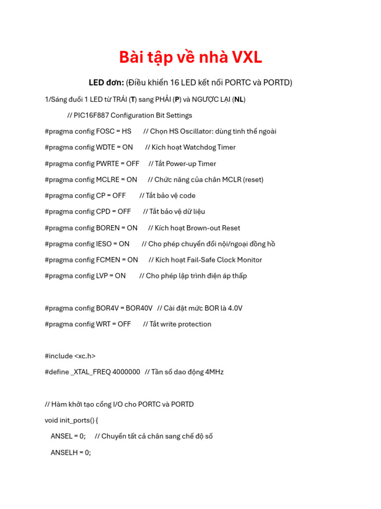 Bài tập về nhà VXL FULL | PDF