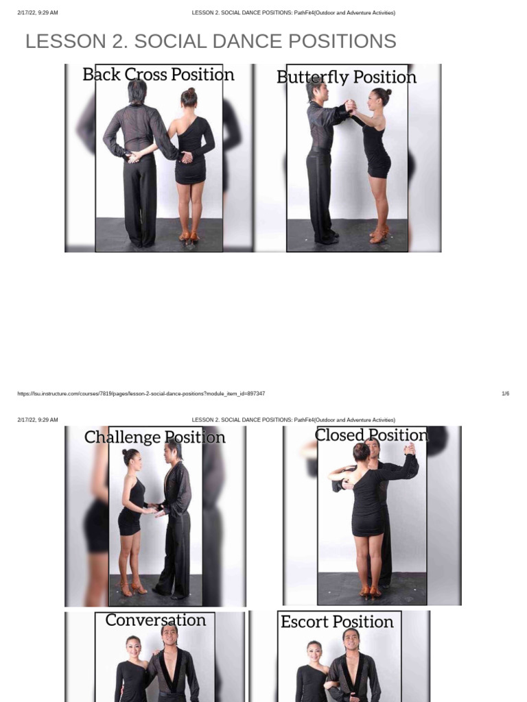 LESSON 2. SOCIAL DANCE POSITIONS - PathFit4 (Outdoor and Adventure Activities) | PDF