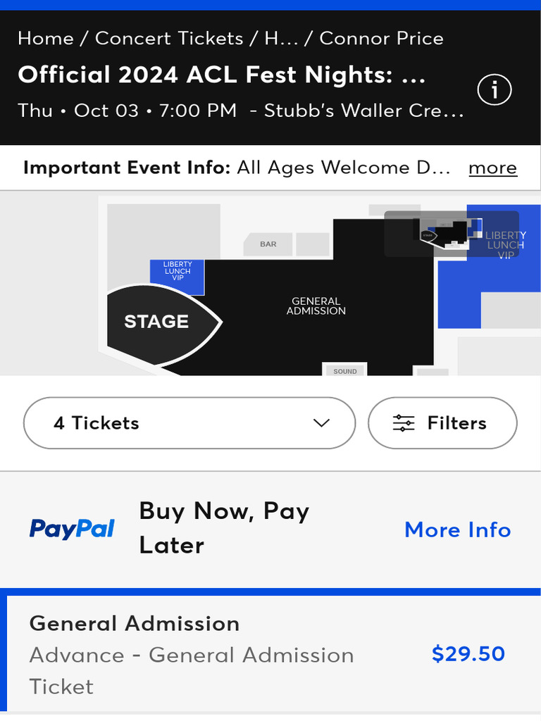 Official 2024 ACL Fest Nights Connor Price With GRAHAM Tickets Oct 03 ...