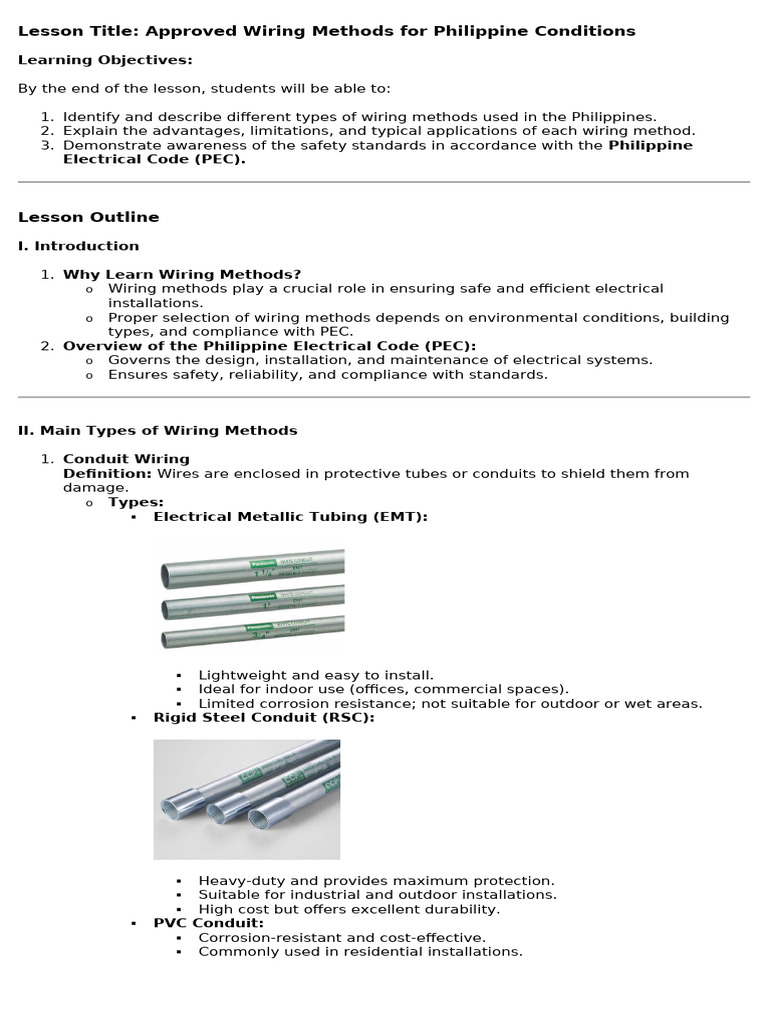 G10 Approved Wiring Methods For Philippine Conditions | PDF ...