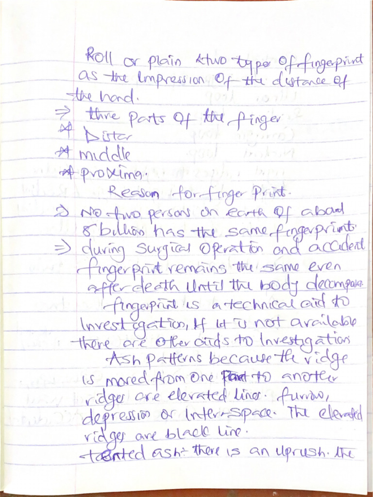 Class Note On Finger Prints | PDF