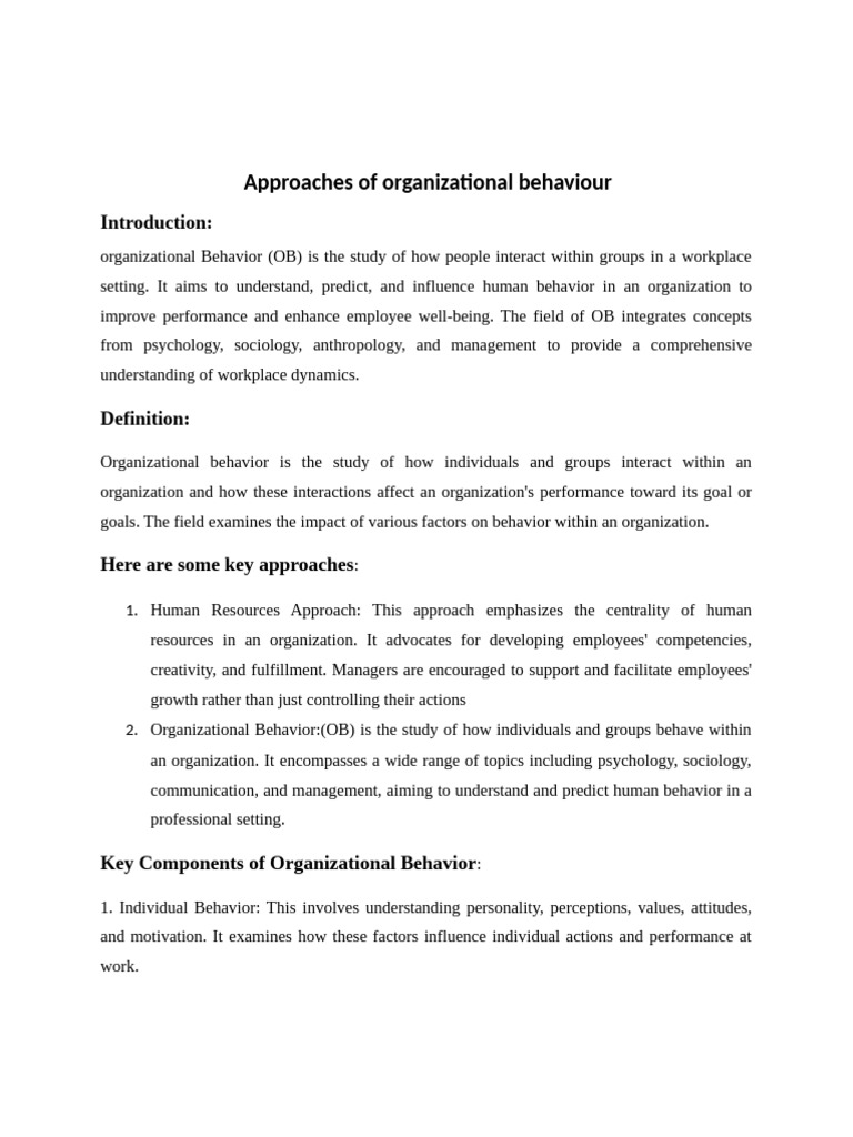 Approaches of Organizational Behavior Bakka Fake | PDF | Organizational Behavior | Creativity
