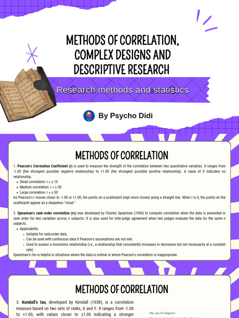 Methods of Correlation, Complex Designs and Descriptive Research | PDF | Cohort Study ...