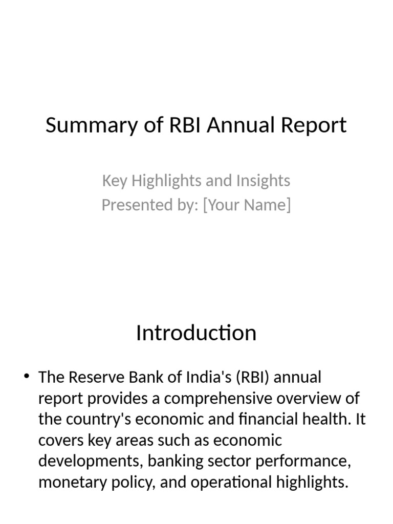 RBI Annual Report Summary | PDF | Inflation | Reserve Bank Of India