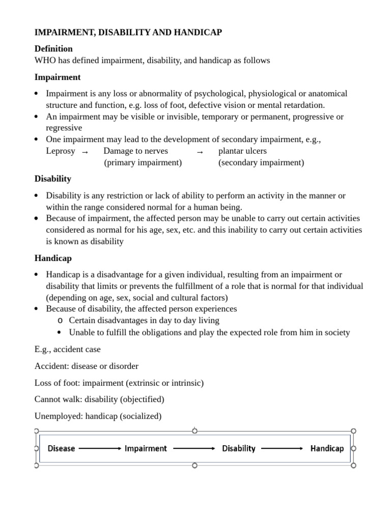 Disability, Impairment and Handicap | PDF | Disability | Diseases And ...