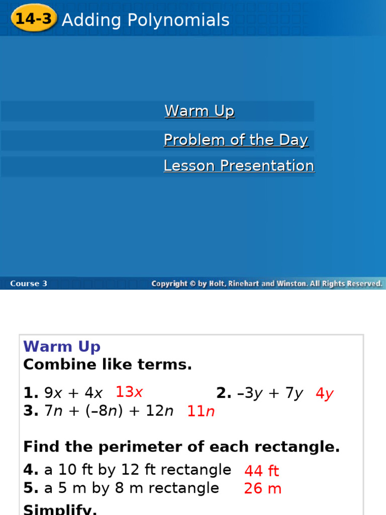 Adding Polynomials for Perimeter Calculation | PDF | Length | Mathematics